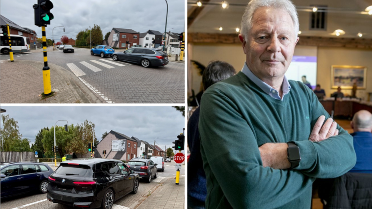 Raadslid Eddy Gorris (N-VA) kaart files op druk kruispunt aan ...