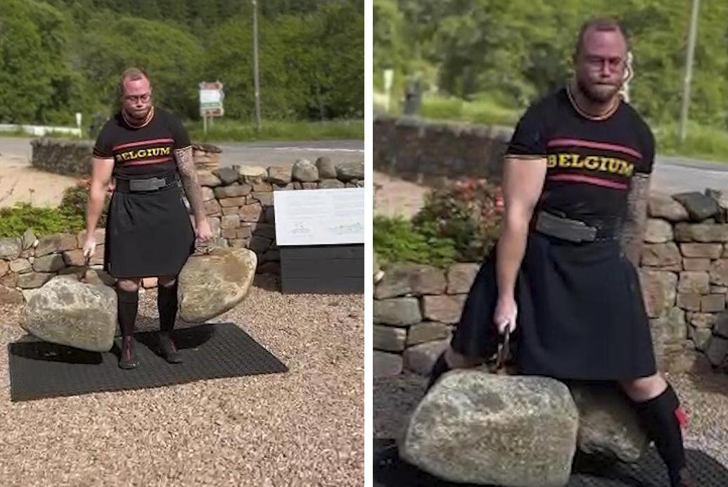 Yarni (24) heft als eerste Belg de Schotse Dinnie Stones op: “Ik heb ...