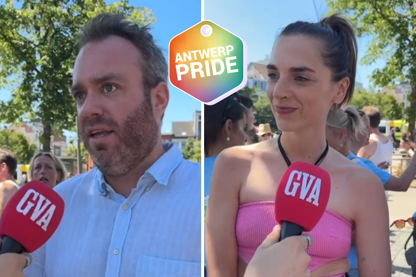 Elisabeth Lucie Baeten en Jens Dendoncker wandelen mee in Antwerp Pride ...