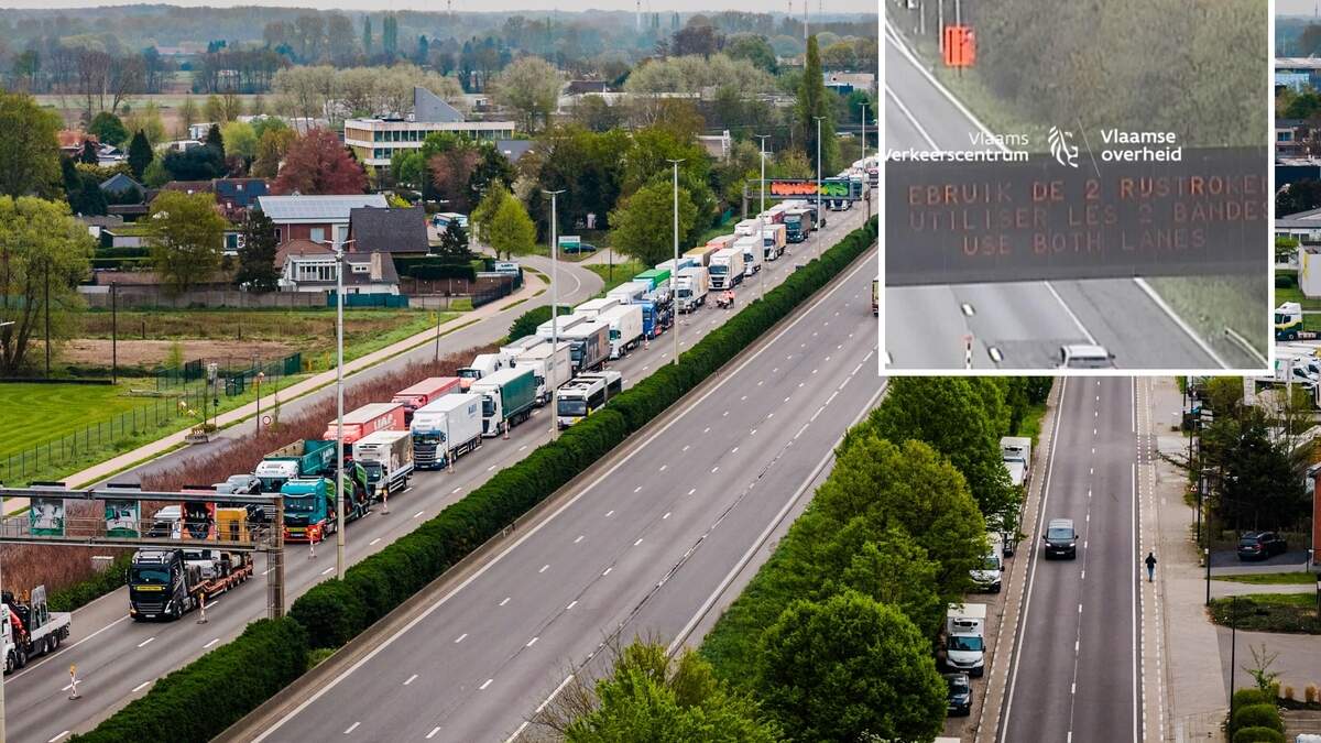 Muur van (buitenlandse) vrachtwagens op E313 richting Wommelgem: extra ...