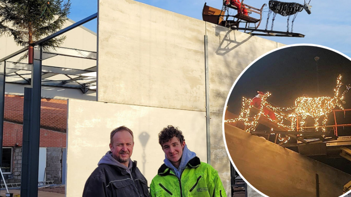 Constructeur Mark Rombouts tilt kerst tot grote hoogte in Sint-Lenaarts ...
