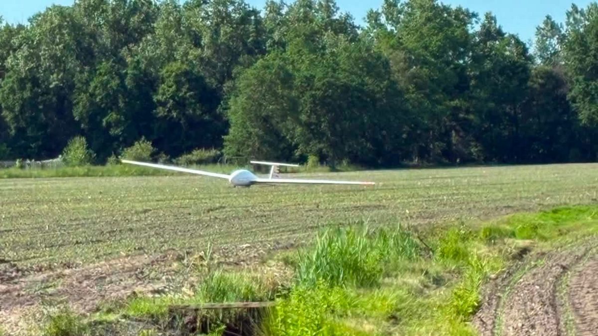 Zweefvliegtuig komt neer in een weiland in Mol-Achterbos: “Zo’n landing ...