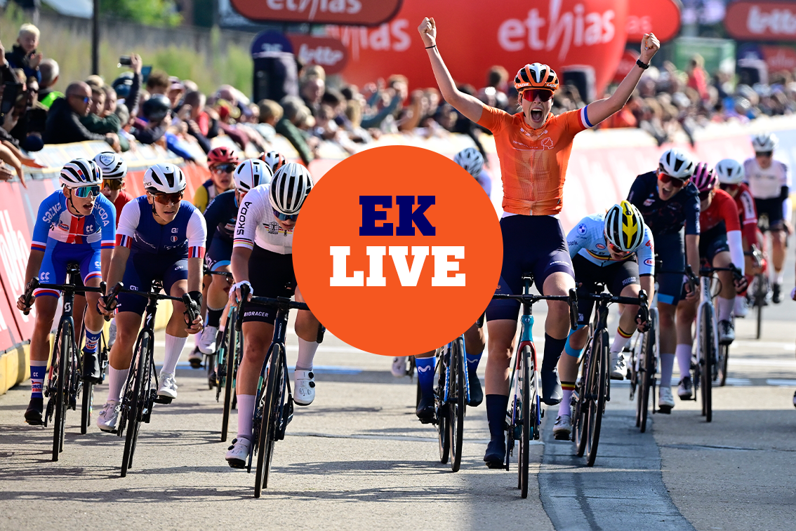 LIVE EK WIELRENNEN. Nederlandse Puck Langenbarg sprint met veel kunde ...
