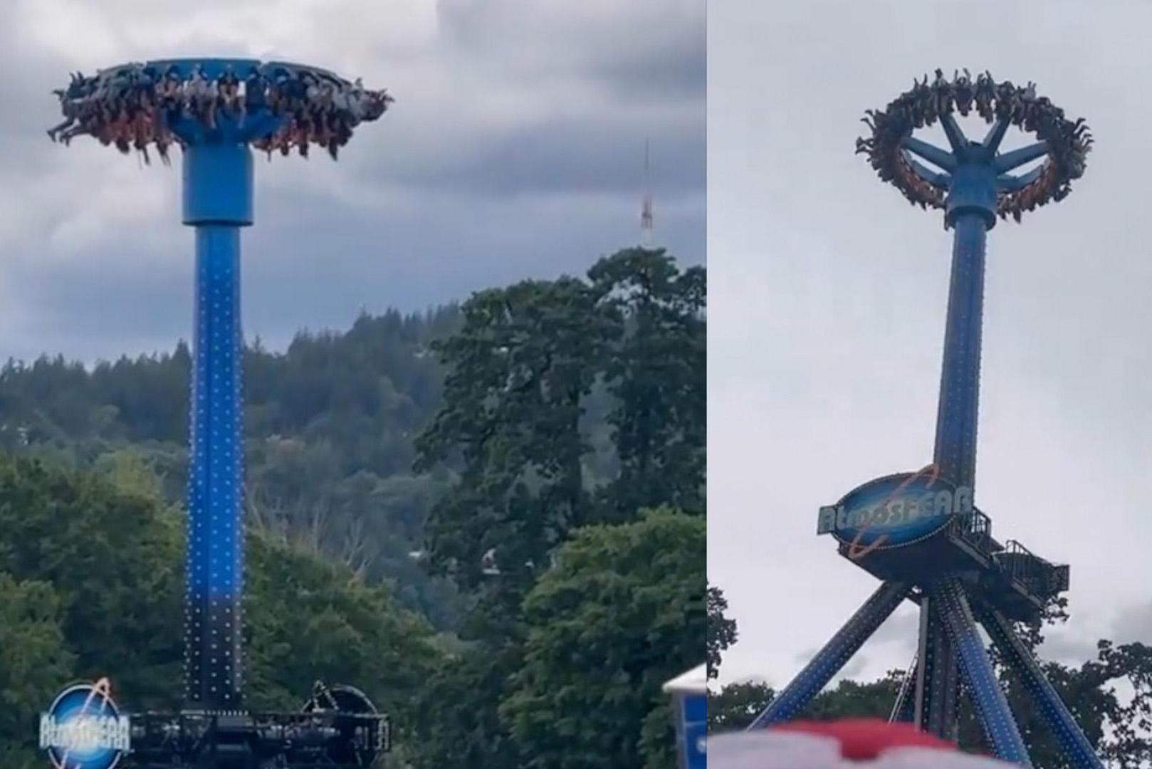 Bezoekers van pretpark hangen halfuur ondersteboven vast in attractie | GVA