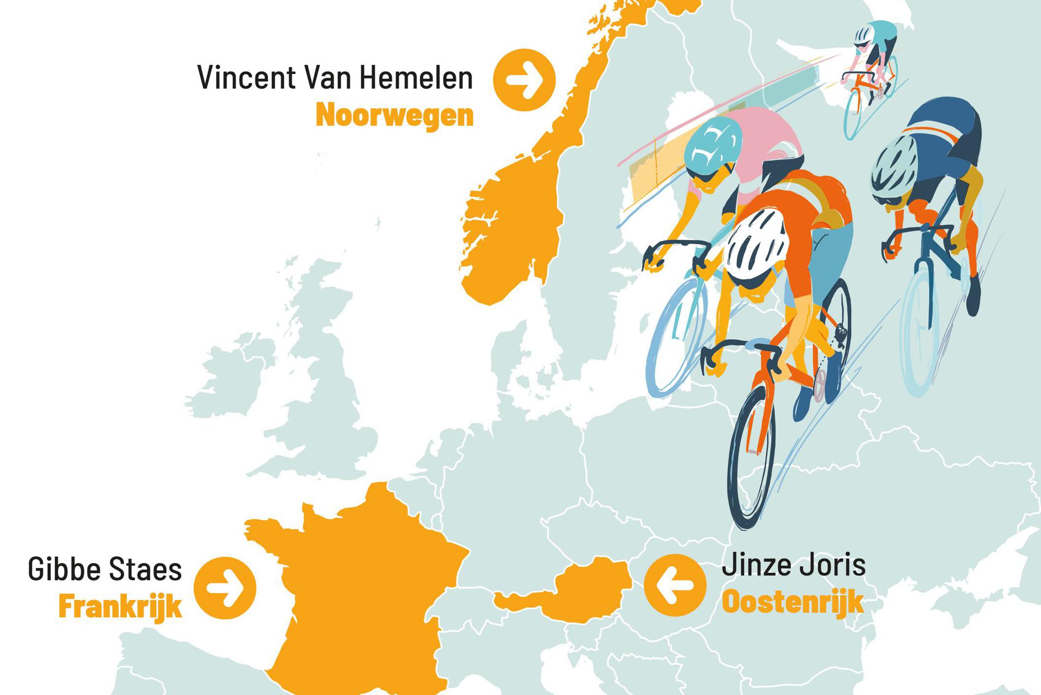Reisje rond de wereld: wielrenners Vincent Van Hemelen, Jinze Joris en ...