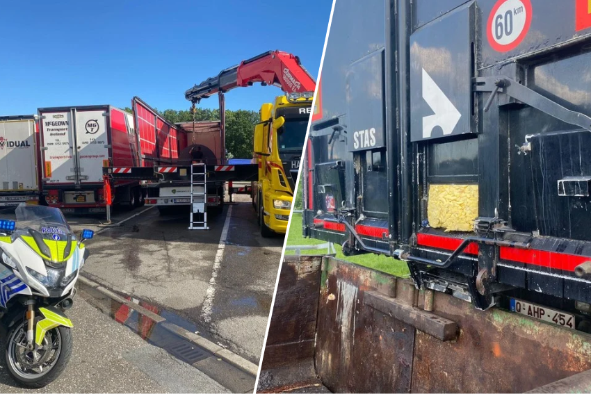 Overladen vrachtwagen lekt uit laadruimte: “Meer dan 2,5 ton te zwaar ...