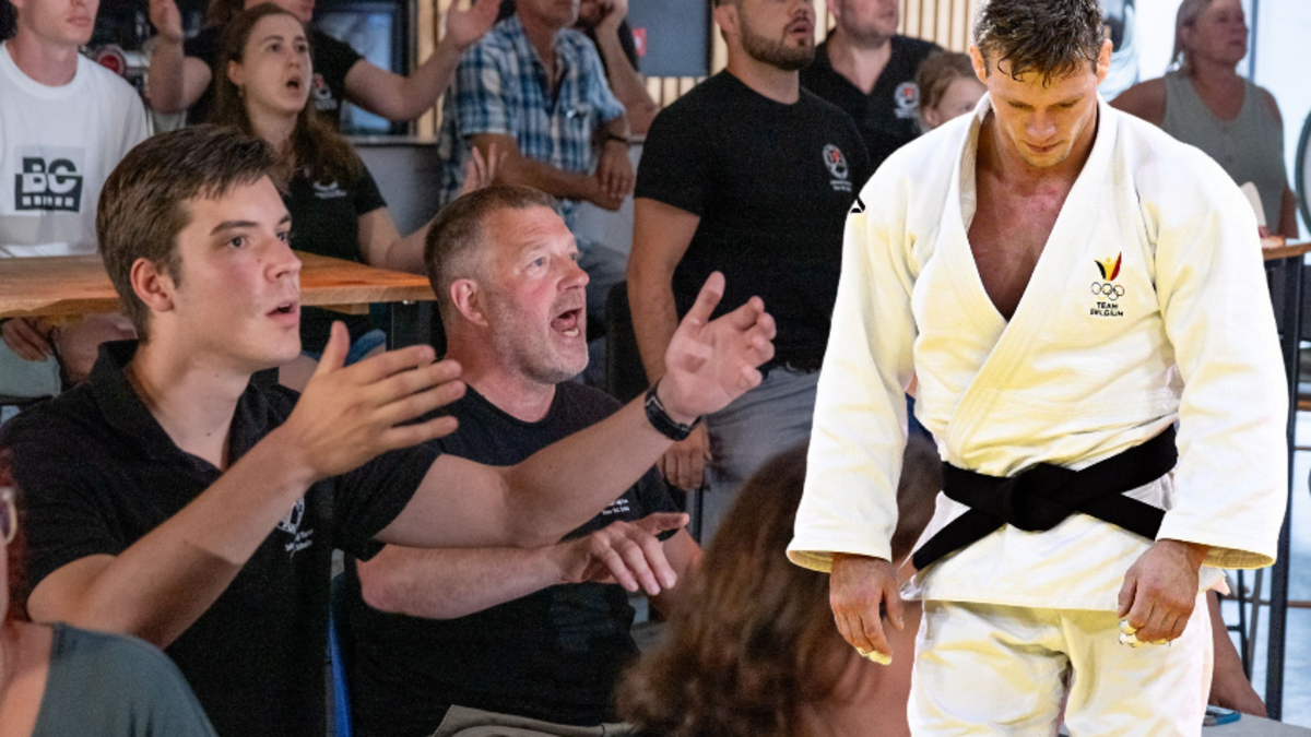 Frustratie, hoop, teleurstelling, supporters judoka Matthias Casse ...