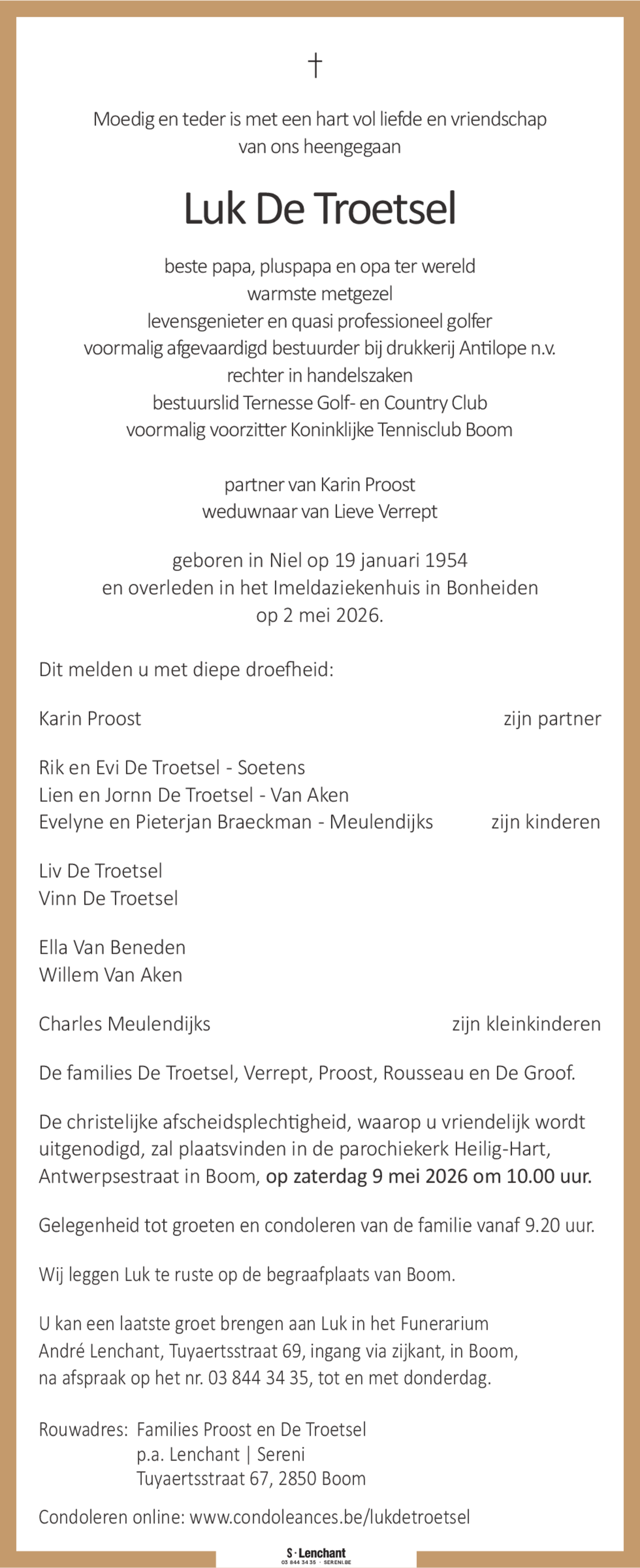 Luk De Troetsel, 72 jaar | GVA